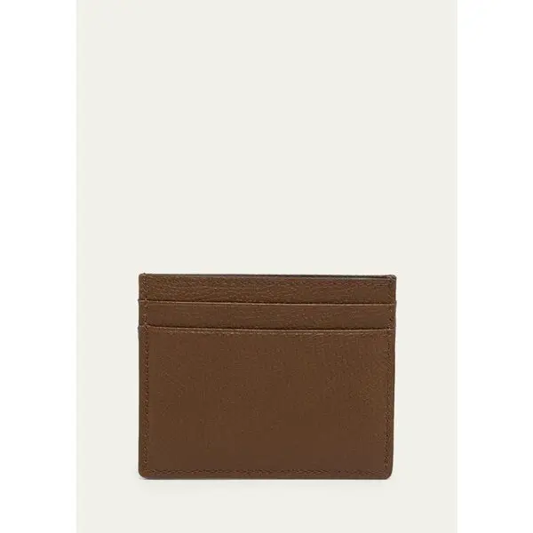 Valentino Garavani Floral-embroidered Denim & Leather Card Holder