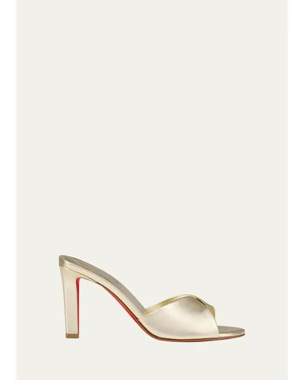 CHRISTIAN LOUBOUTIN 85mm Fanny Metallic Leather Slide Sandals