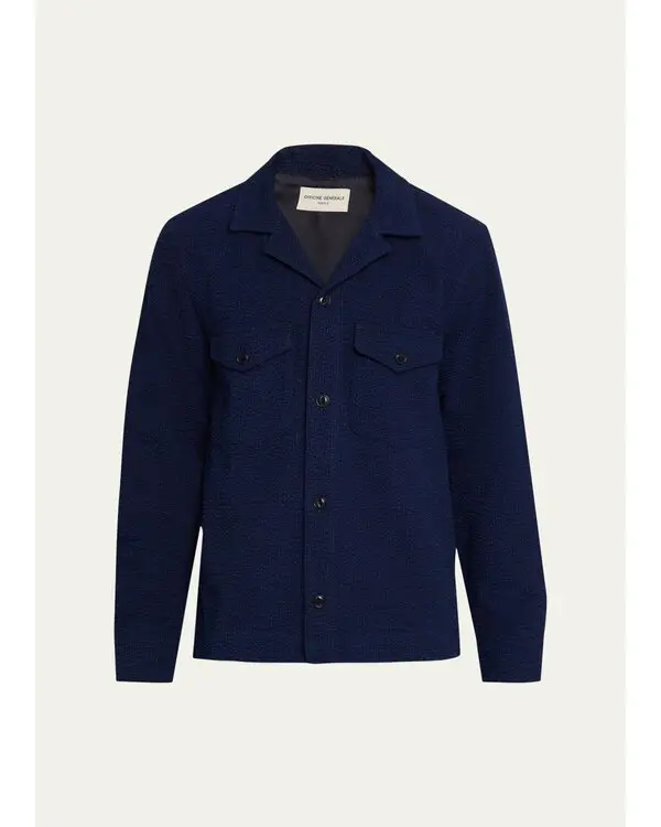 Officine Générale Jean-baptiste Seersucker Cotton Shirt Jacket