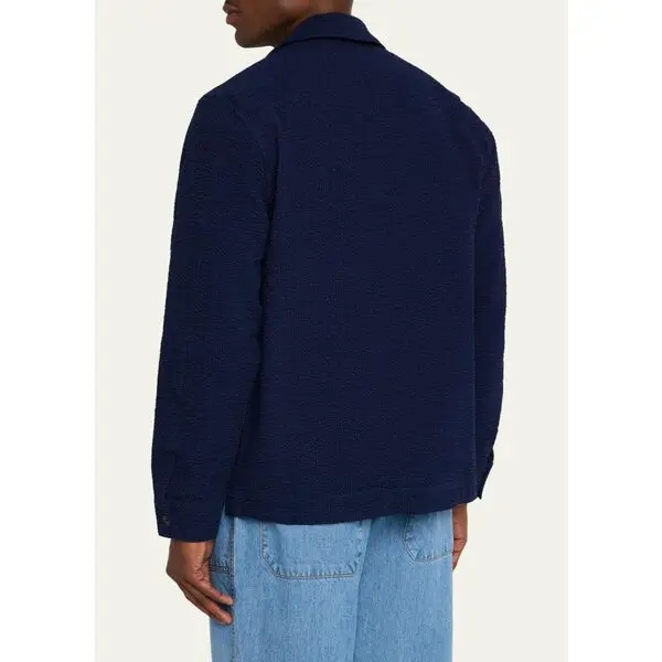 Officine Générale Jean-baptiste Seersucker Cotton Shirt Jacket