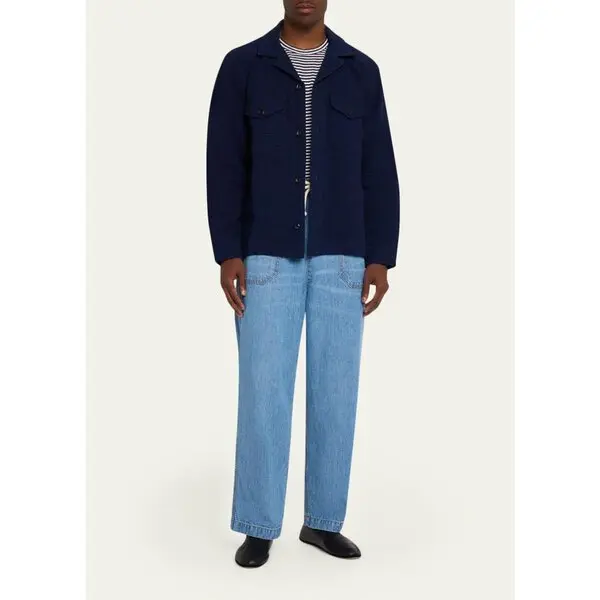 Officine Générale Jean-baptiste Seersucker Cotton Shirt Jacket