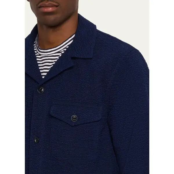Officine Générale Jean-baptiste Seersucker Cotton Shirt Jacket