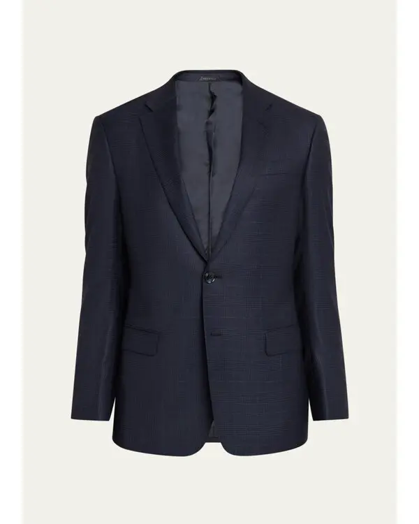 Giorgio Armani Soft Prince Of Wales Single-breasted Sport Coat - Deep Sky
