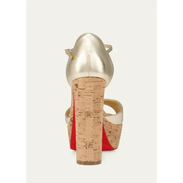 CHRISTIAN LOUBOUTIN 130mm Sandaloo Metallic Leather Platform Sandals