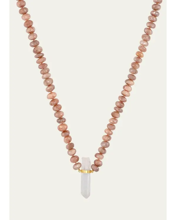Jia Jia Oracle 14k Mystic Moonstone And Quartz Crystal Charm Necklace - Peach