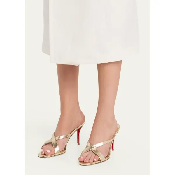 CHRISTIAN LOUBOUTIN 80mm Mulazee Metallic Leather Sandals