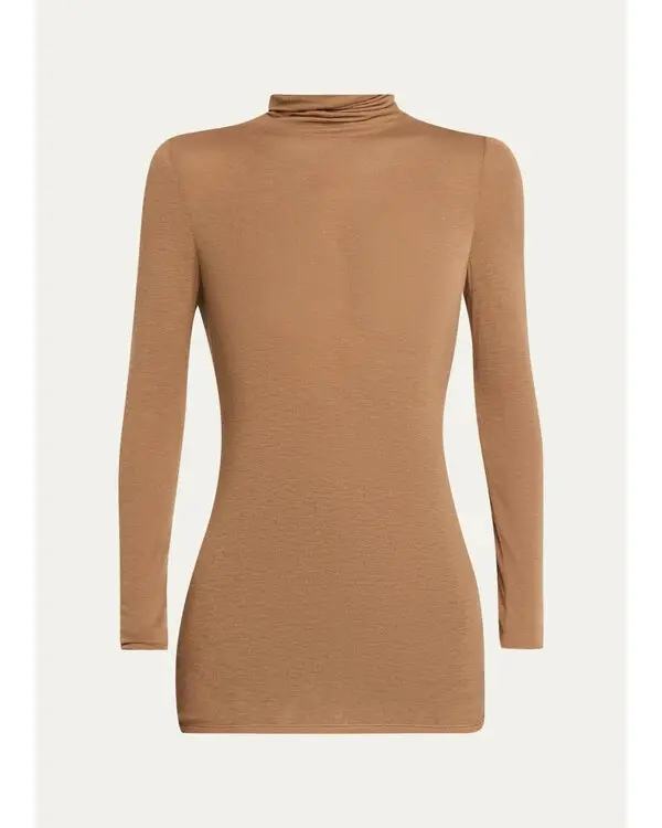 Lafayette 148 New York Elongated Viscose-cashmere Jersey Turtleneck