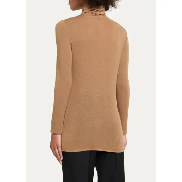 Lafayette 148 New York Elongated Viscose-cashmere Jersey Turtleneck