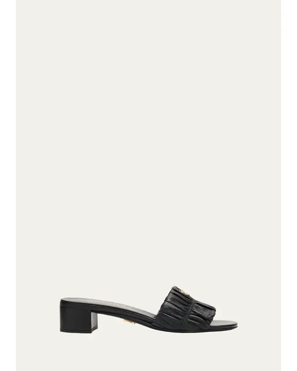 Prada 35mm Matelasse Nappa Leather Block-heel Sandals - Nero