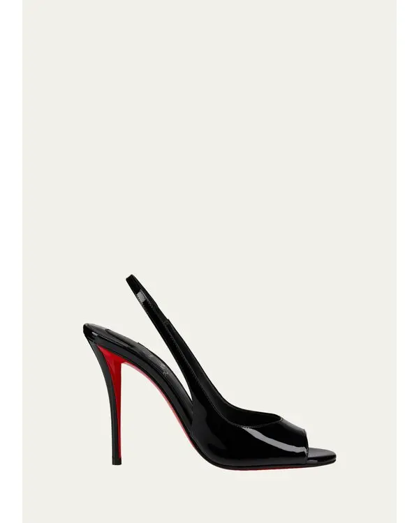 CHRISTIAN LOUBOUTIN 100mm Sofia Z Patent Leather Slingback Pumps - Black