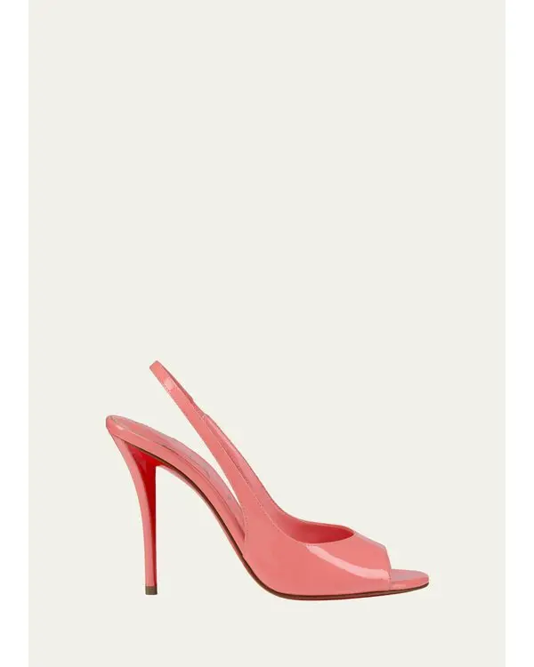 CHRISTIAN LOUBOUTIN 100mm Sofia Z Patent Leather Slingback Pumps - Grapefruit