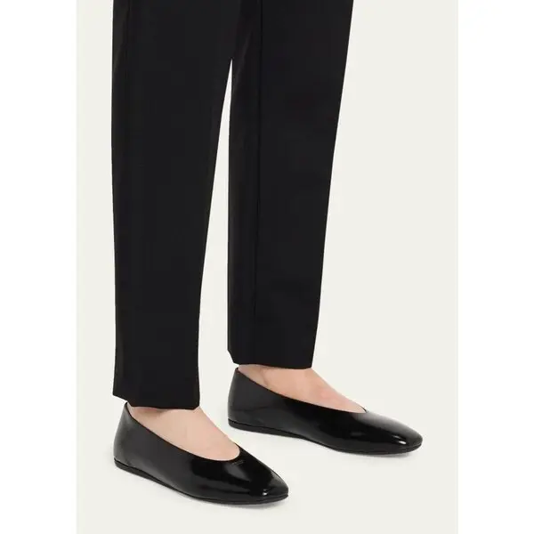 Prada Brushed Leather Ballerina Flats - Nero