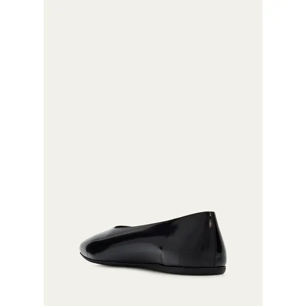 Prada Brushed Leather Ballerina Flats - Nero