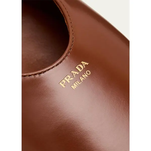 Prada Brushed Leather Ballerina Flats - Nero