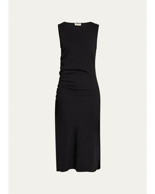 Officine Générale Inae Stretch Viscose Midi Dress - Black
