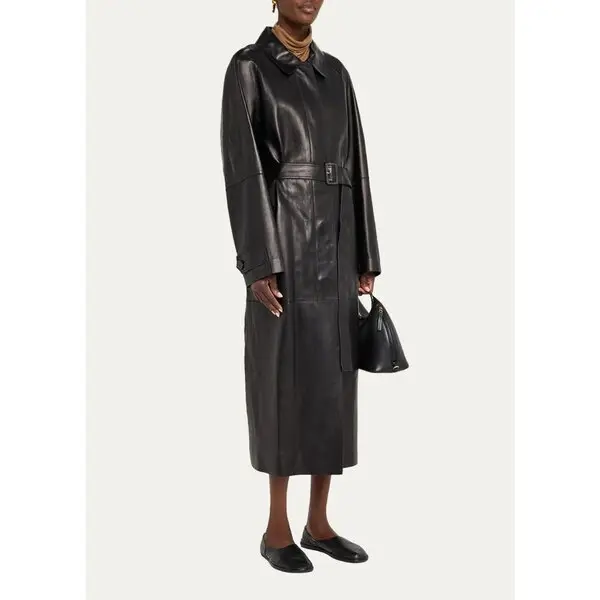 Lafayette 148 New York Oversized Belted Leather Trench Coat