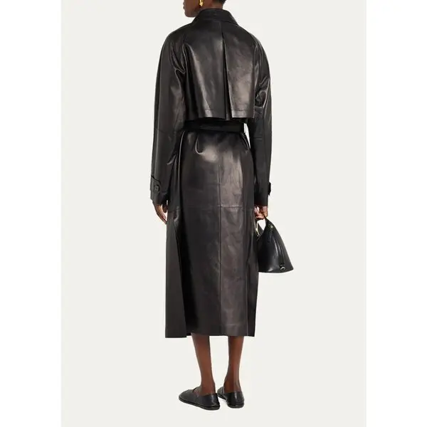Lafayette 148 New York Oversized Belted Leather Trench Coat