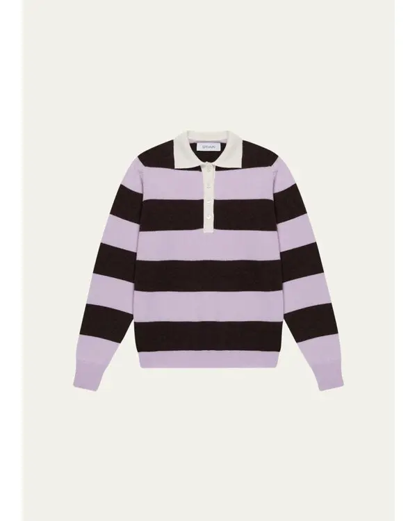 Sprwmn Striped Cashmere Polo Sweater