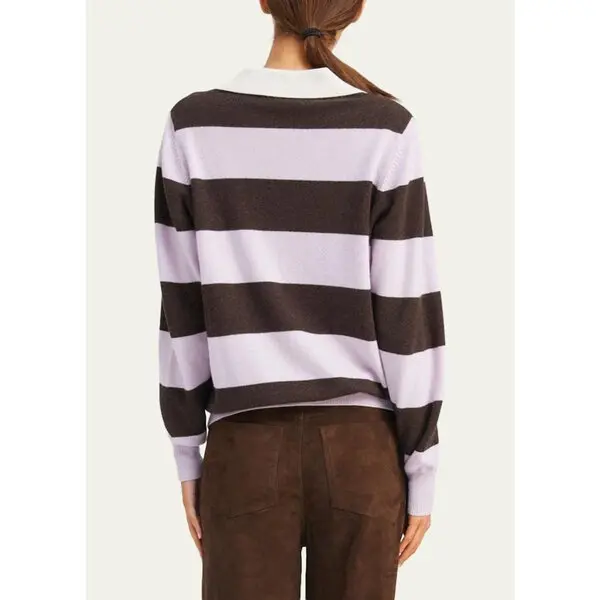 Sprwmn Striped Cashmere Polo Sweater