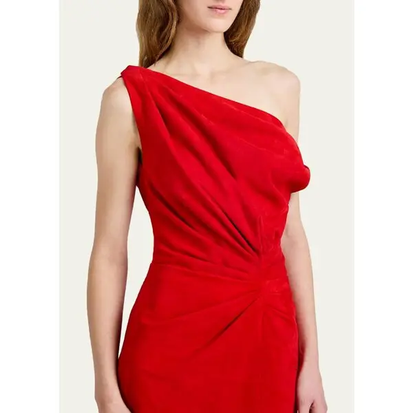 Proenza Schouler Kaelin Off-the-shoulder Suede Mini Dress - Red
