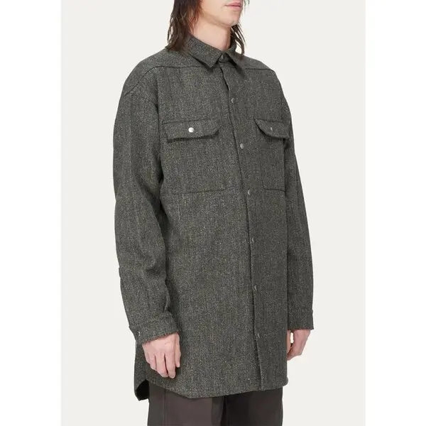 Rick Owens Wool-blend Tweed Oversized Outershirt