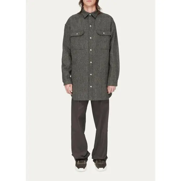 Rick Owens Wool-blend Tweed Oversized Outershirt