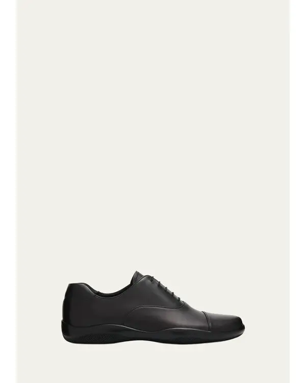 Prada Toblach Leather Cap-toe Derby Shoes