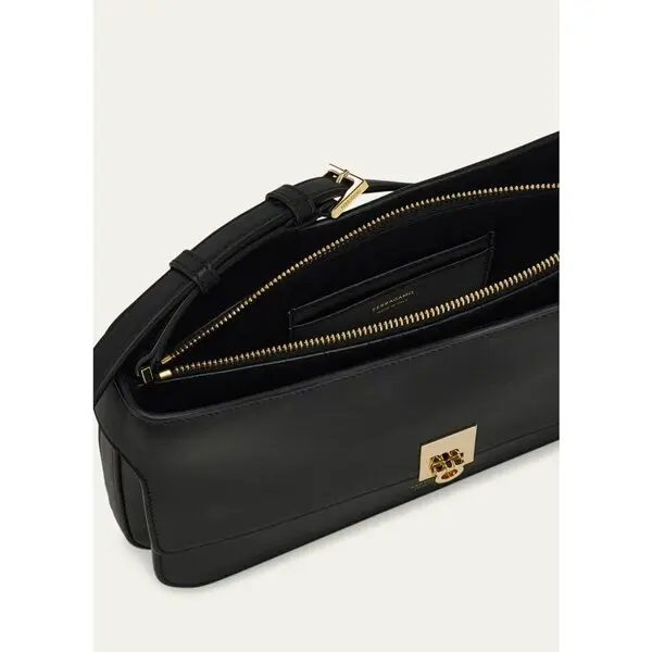 FERRAGAMO Cara Leather Shoulder Bag - Nero