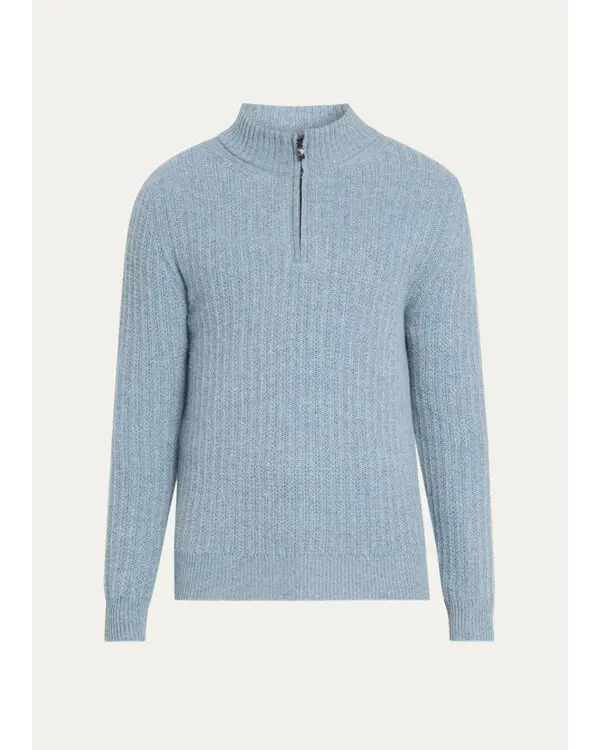 MAURIZIO BALDASSARI Canova Cotton Rib-knit Half-zip Sweater