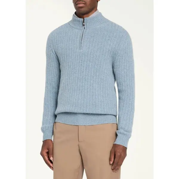 MAURIZIO BALDASSARI Canova Cotton Rib-knit Half-zip Sweater