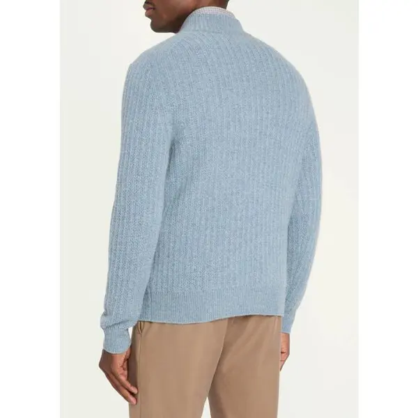 MAURIZIO BALDASSARI Canova Cotton Rib-knit Half-zip Sweater