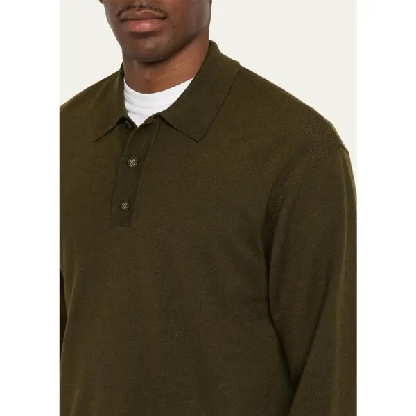 Officine Générale Merino Wool Long-sleeve Polo Shirt