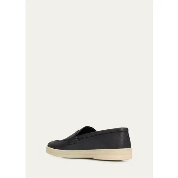 Prada Alphabet Deerskin Rubber-sole Penny Loafers - Nero 1