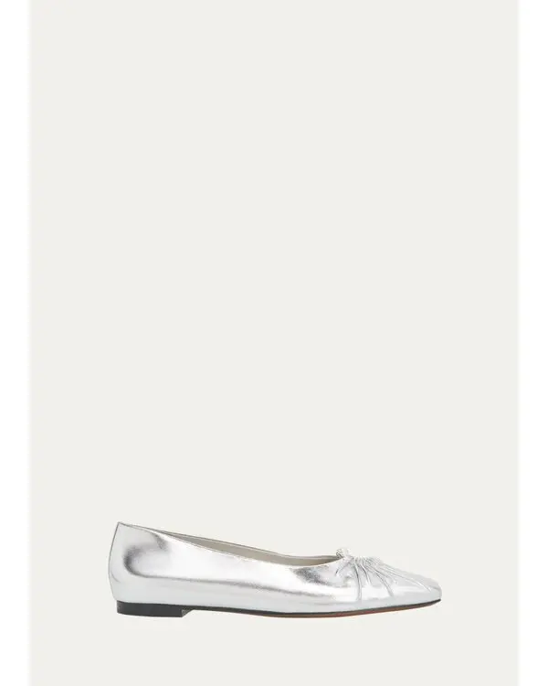 Vince Dany Ruched Leather Ballet Flats
