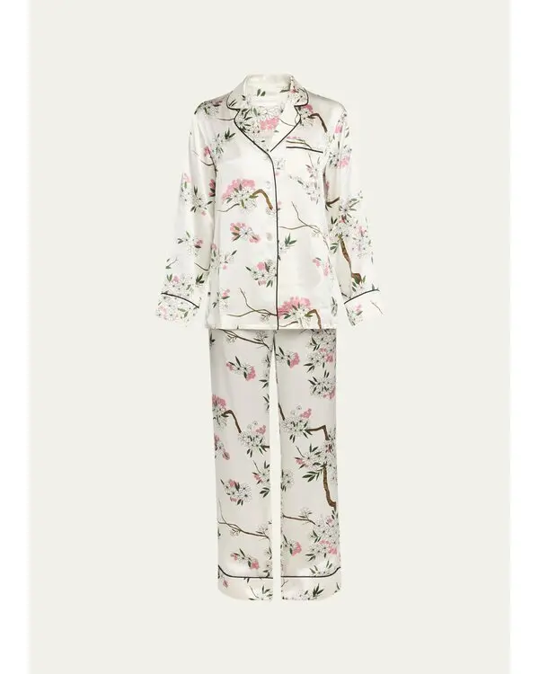 Olivia Von Halle Lila Blossom-print Silk Satin Pajama Set - Ana