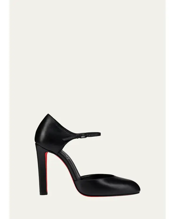 CHRISTIAN LOUBOUTIN 100mm Fanny Demie Leather Ankle-strap Pumps - Black