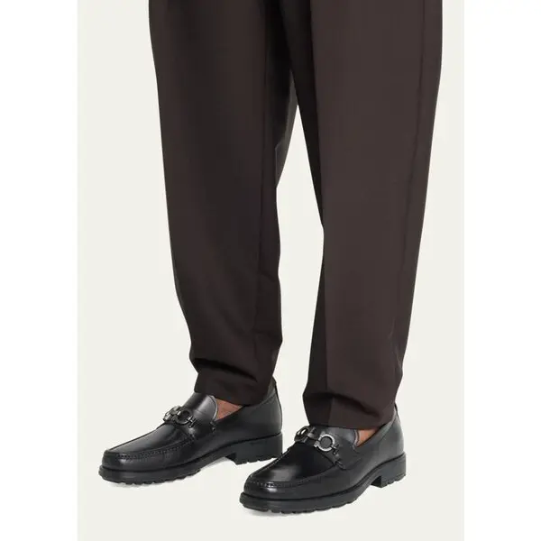 FERRAGAMO David Leather Lug-sole Loafers