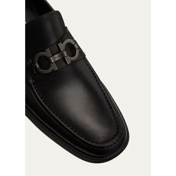 FERRAGAMO David Leather Lug-sole Loafers
