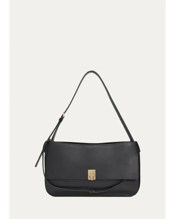 FERRAGAMO Cara Medium Leather Shoulder Bag - Nero