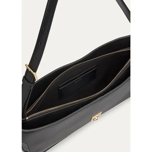 FERRAGAMO Cara Medium Leather Shoulder Bag - Nero