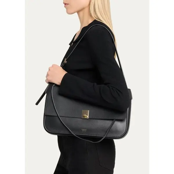 FERRAGAMO Cara Medium Leather Shoulder Bag - Nero