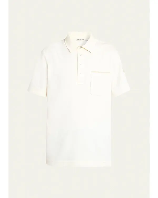 Moncler Short-sleeve Cotton Pique Polo Shirt
