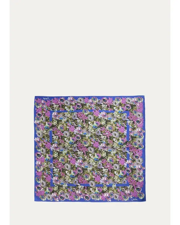 Valentino Garavani Floral Silk Foulard Scarf - Viola