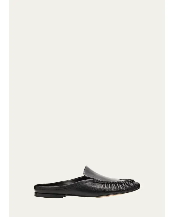 Vince Tevin Leather Loafer Mules - Black