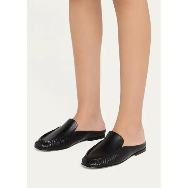 Vince Tevin Leather Loafer Mules - Black