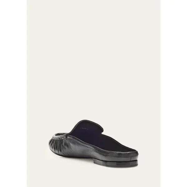 Vince Tevin Leather Loafer Mules - Black