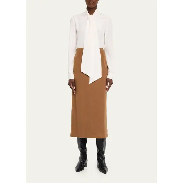 Lafayette 148 New York Tie-neck Silk Georgette Blouse