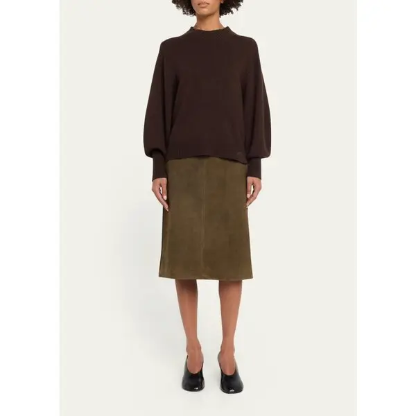 Proenza Schouler Irine Suede Midi Skirt - Cypress