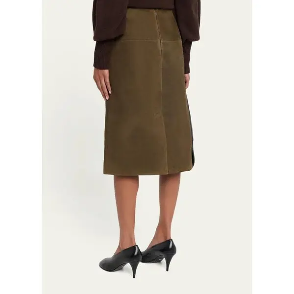 Proenza Schouler Irine Suede Midi Skirt - Cypress