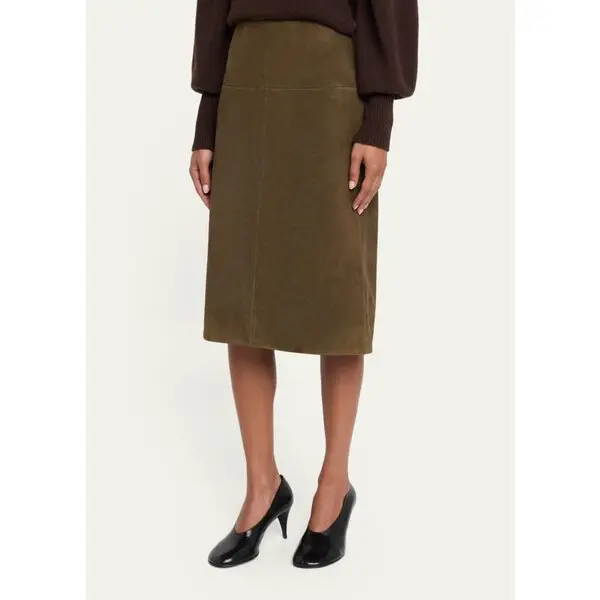 Proenza Schouler Irine Suede Midi Skirt - Cypress